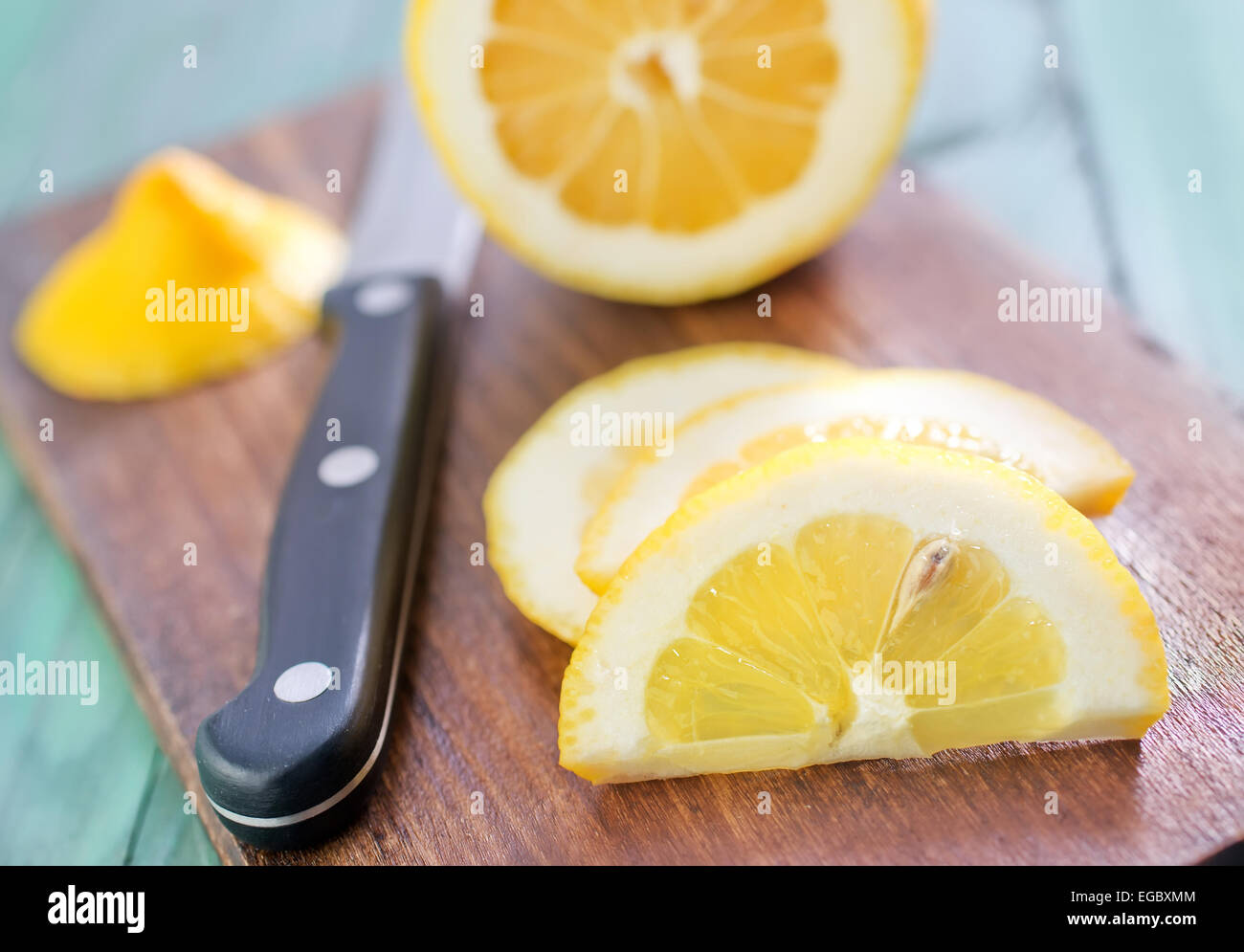 lemon on board Stock Photo - Alamy
