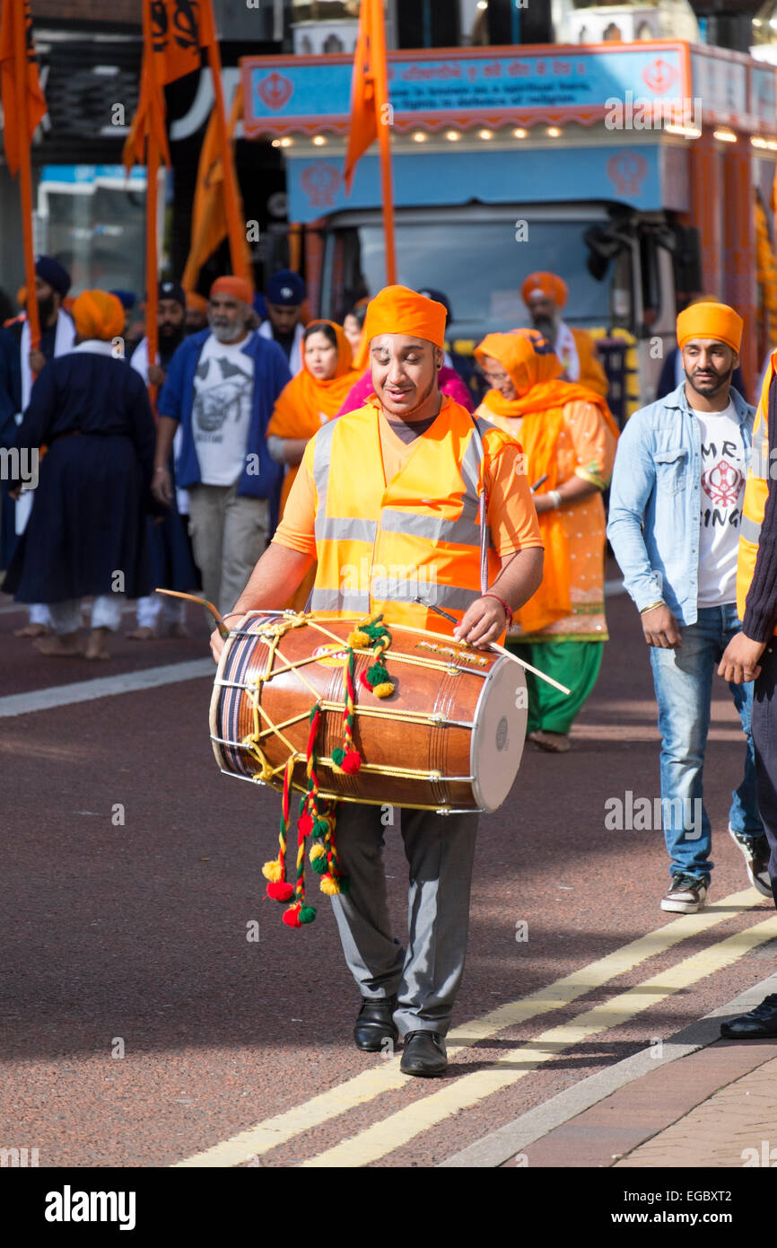 Sikh drummer on religious procession Stock Photo - Alamy