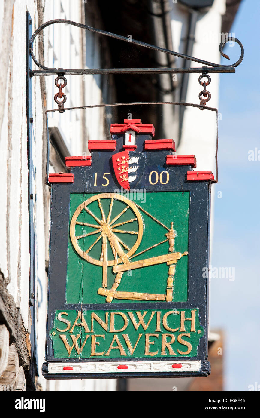 Replica 16th century sign over door of wood timber framed plaster house ...