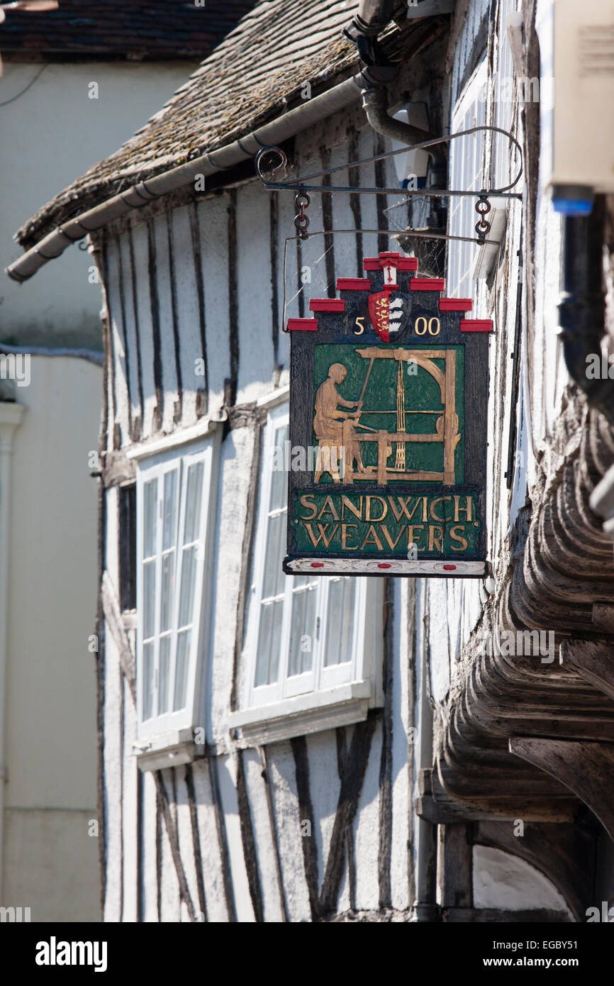 Replica 16th century sign over door of wood timber framed plaster house ...