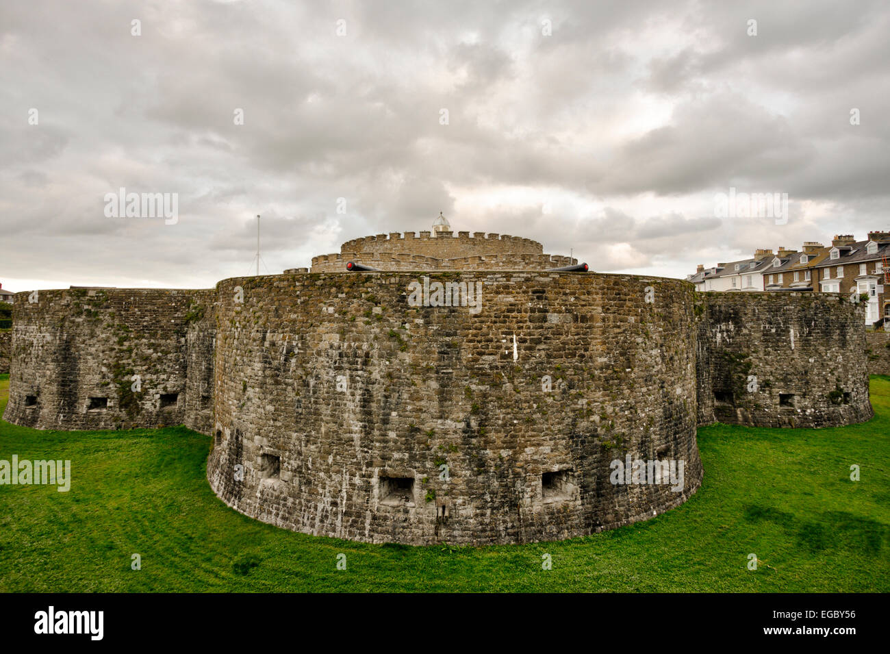 The English Deal Tudor castle, built in the shape of a Rose. The dry ...