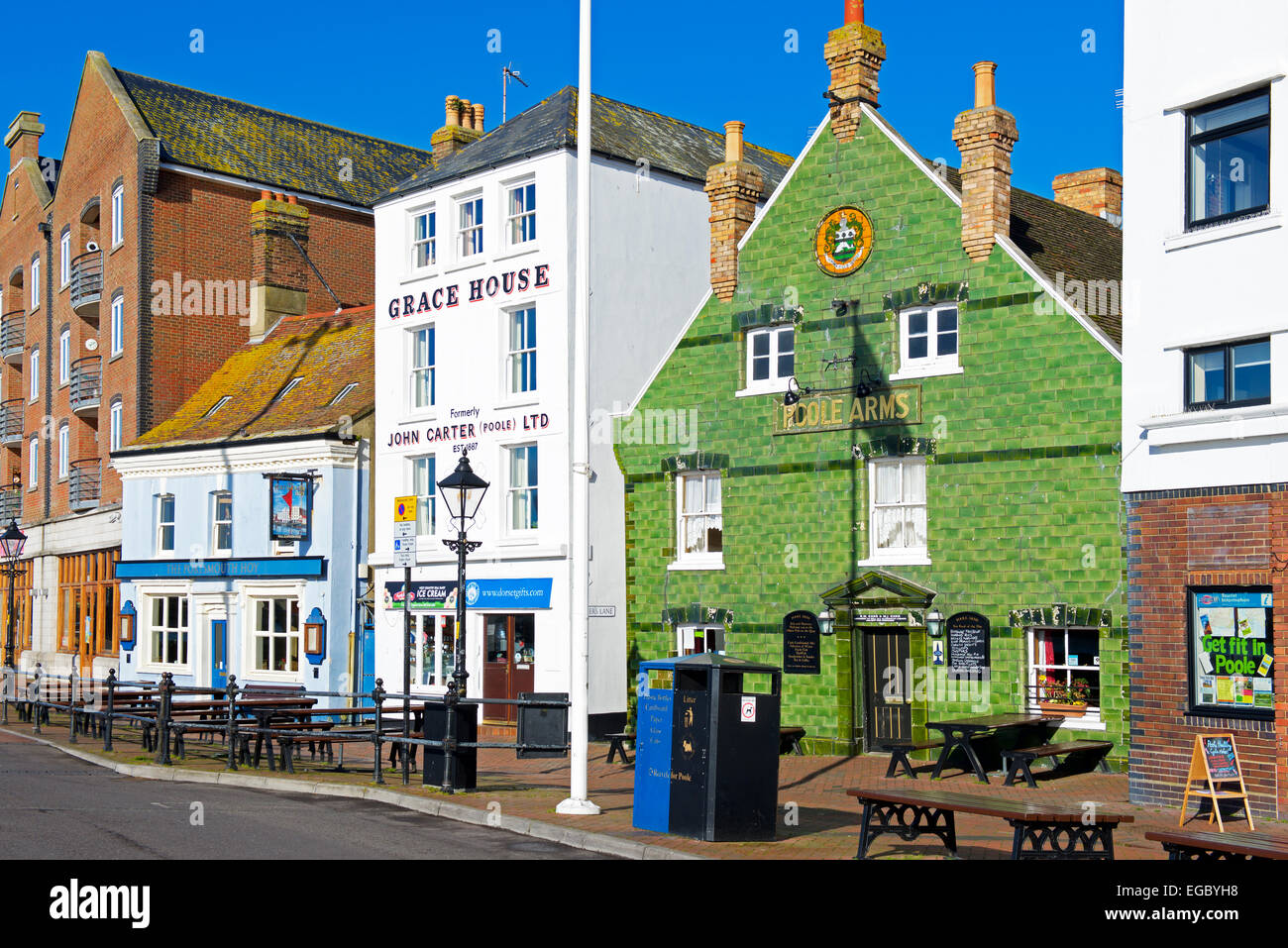 Pubs on the quayside, Poole, Dorset, England UK Stock Photo - Alamy