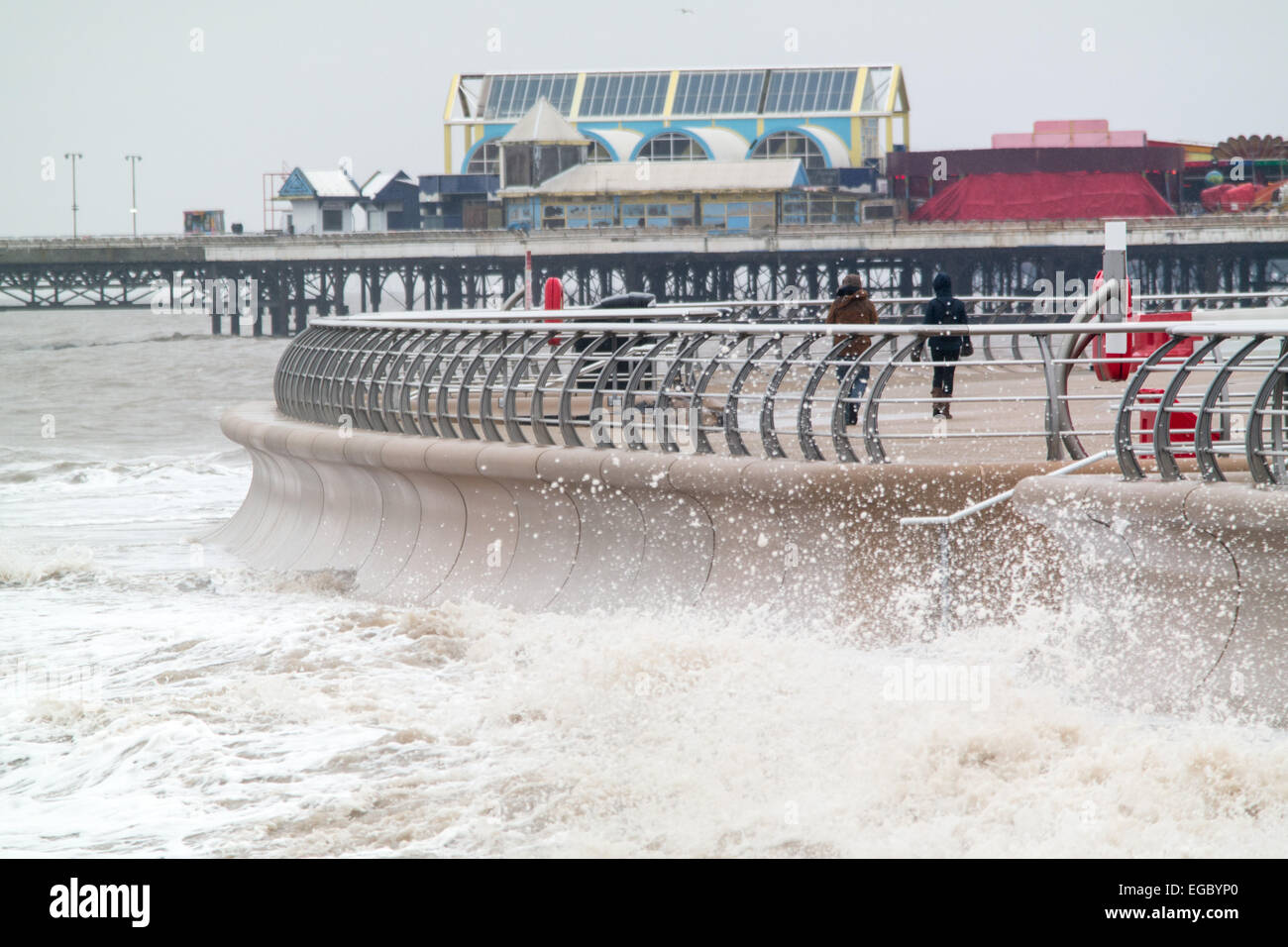 Blackpool, UK. 22nd February, 2015. UK Weather: Rain and wind clashes ...