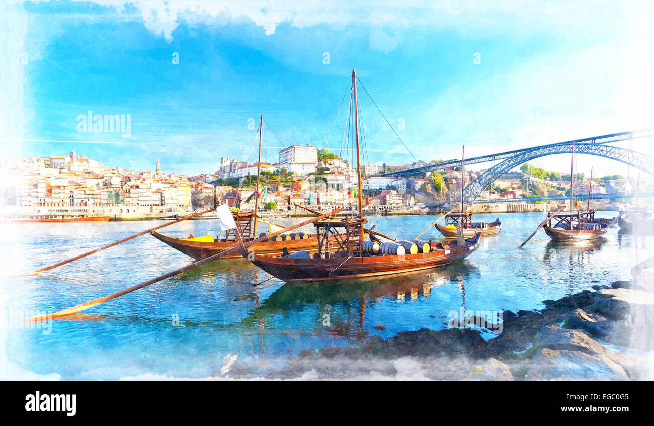 Porto river douro drawing hi-res stock photography and images - Alamy