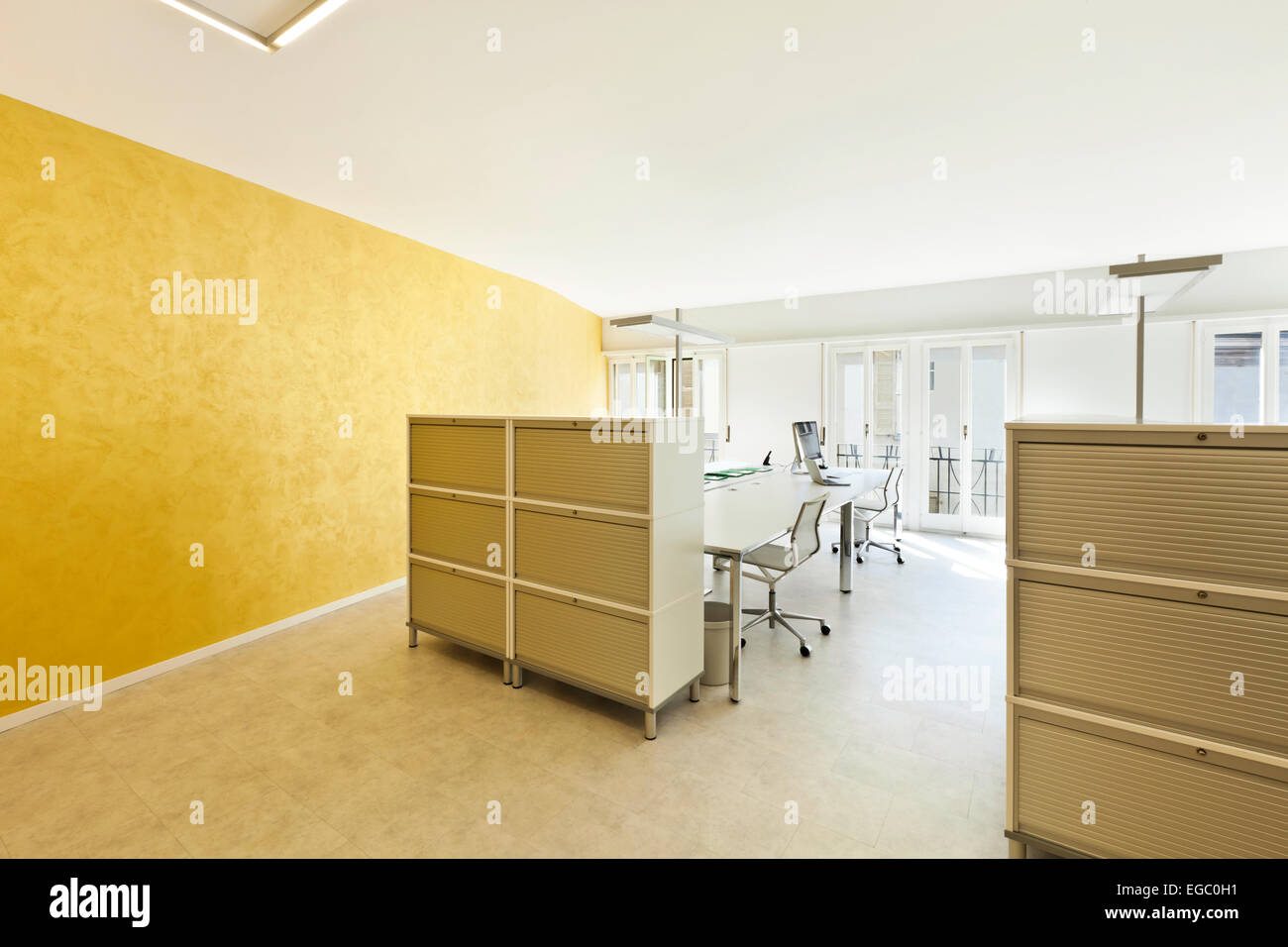 modern office interior design, large room Stock Photo - Alamy