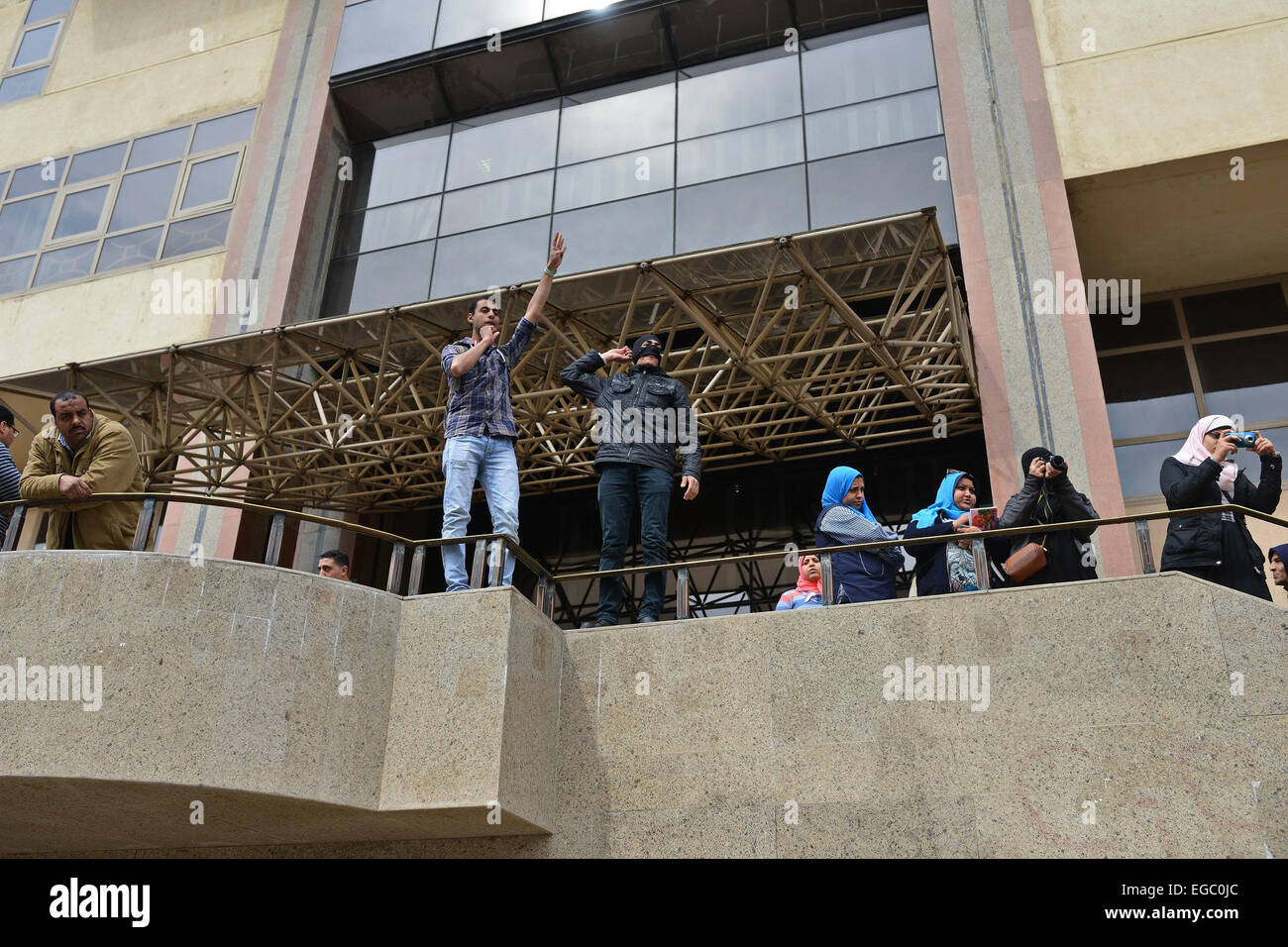 Cairo, Egypt. 22nd Feb, 2015. Egyptian students who are support ousted ...