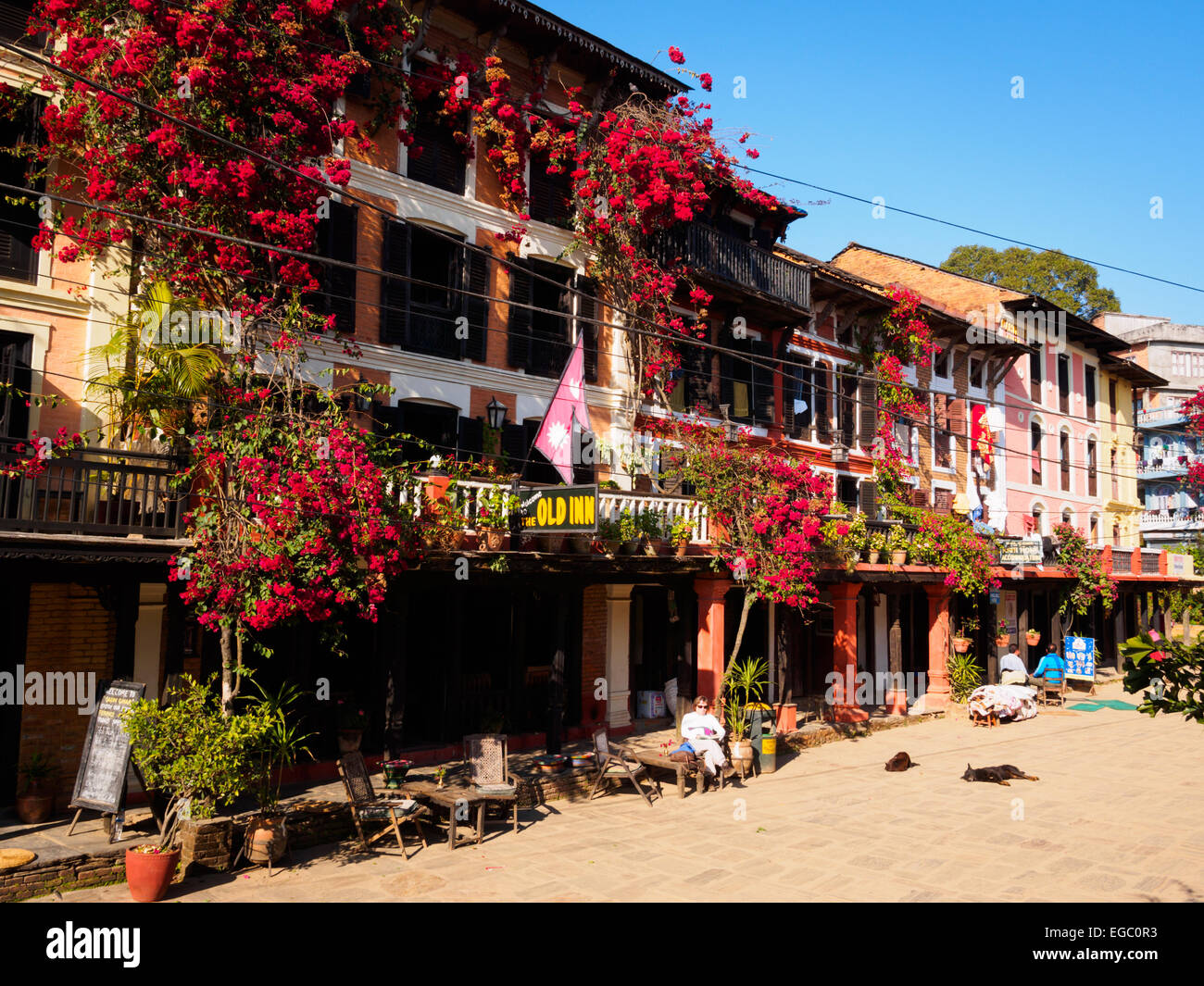 Traditional buildings in main street of Bandipur village in Nepal Stock ...