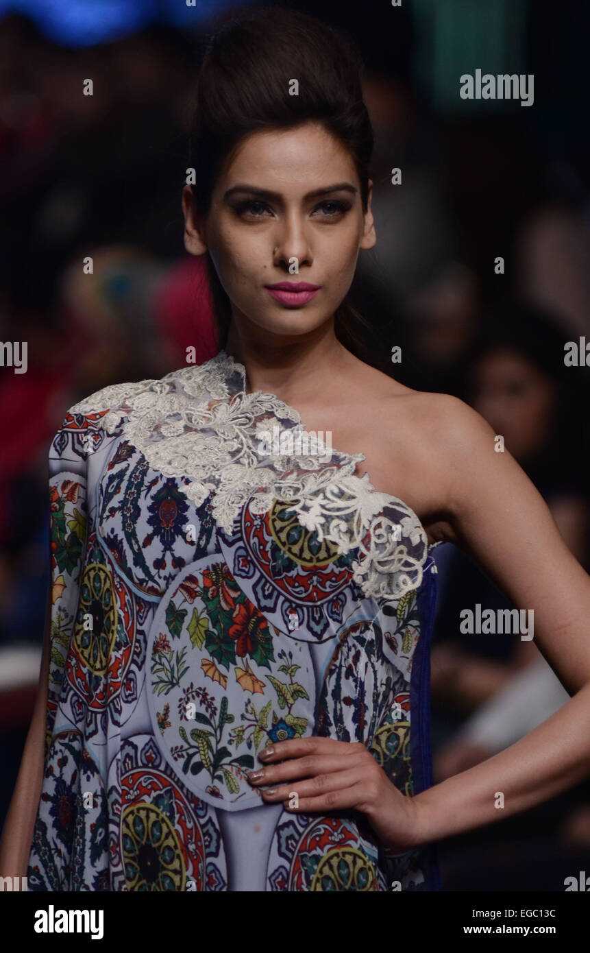 Pakistani models walk on the ramp during the Telenor Fashion Weekend ...