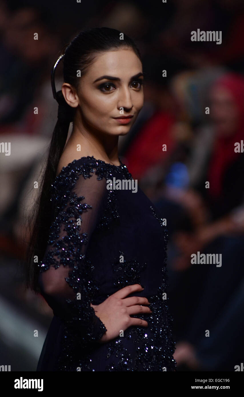 Pakistani models walk on the ramp during the Telenor Fashion Weekend ...