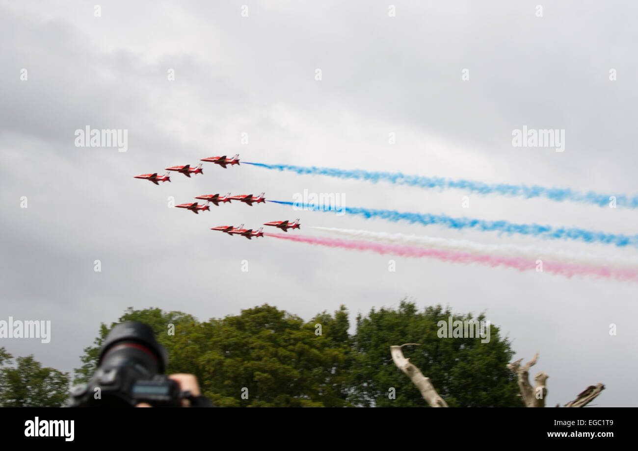 Red Arrows fly over the Jaguar Land Rover factory in Solihull Featuring ...