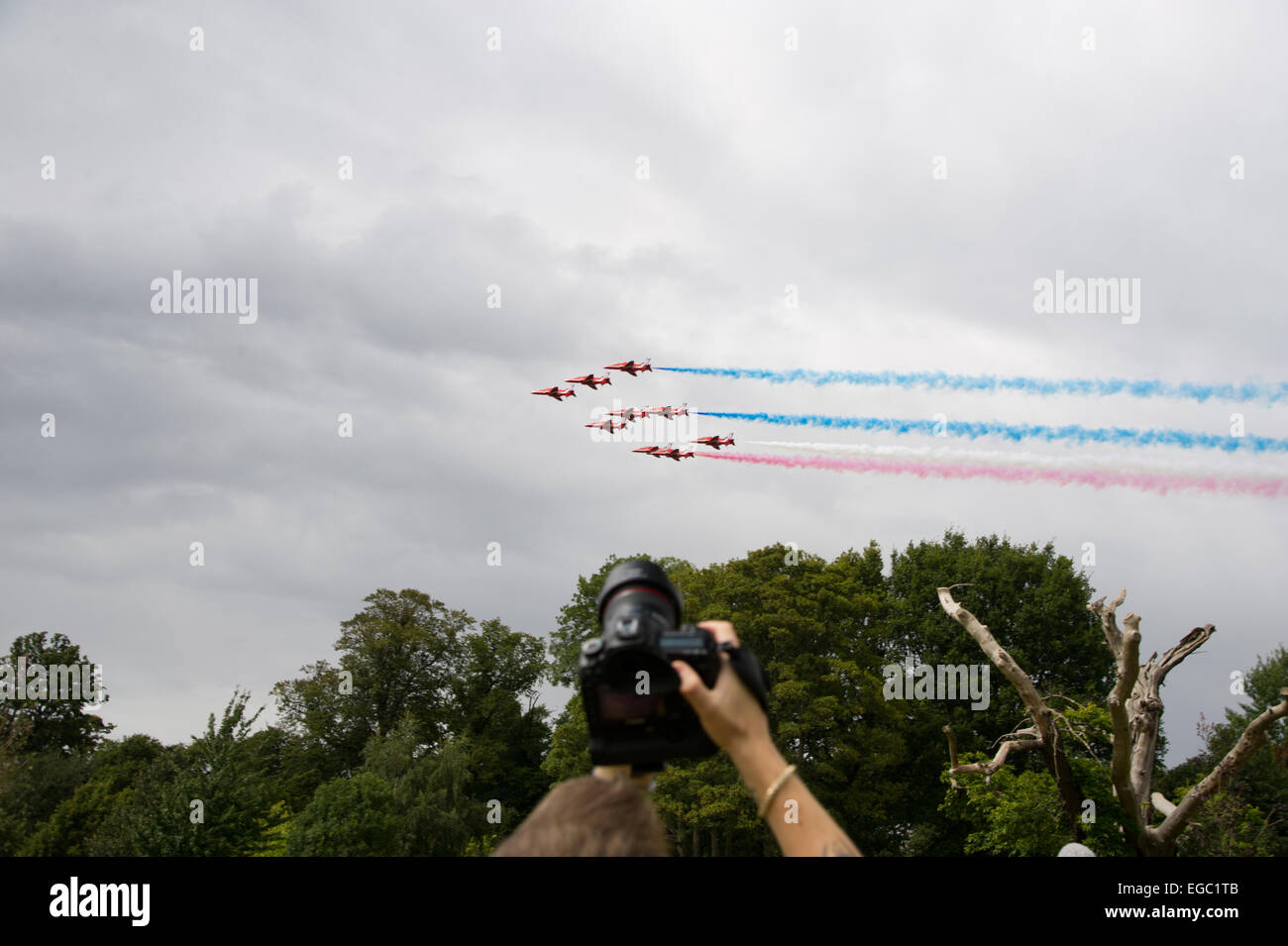 Red Arrows fly over the Jaguar Land Rover factory in Solihull Featuring ...