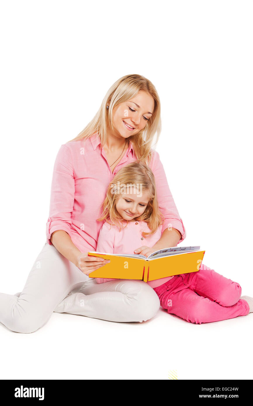 happy mother and child reading a book together Stock Photo - Alamy