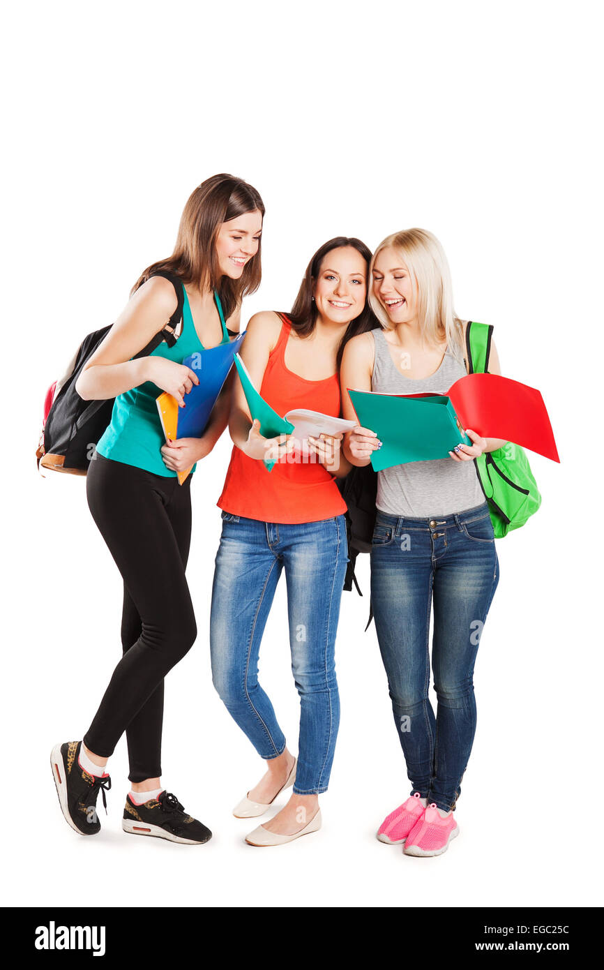 group of the college students on a white background Stock Photo - Alamy