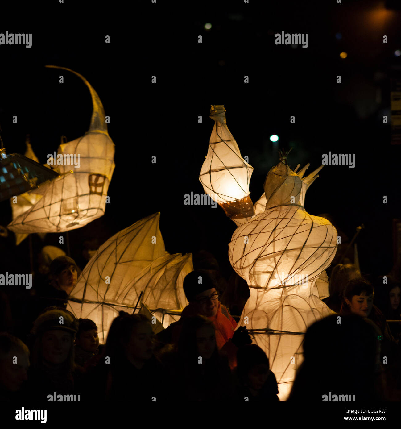 Slaithwaite, Yorkshire, UK. 21st Feb, 2015. The procession of "landmark ...