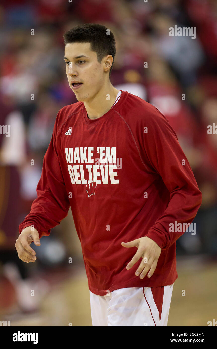 February 21, 2015: Wisconsin Badgers guard Bronson Koenig #24 gets ...