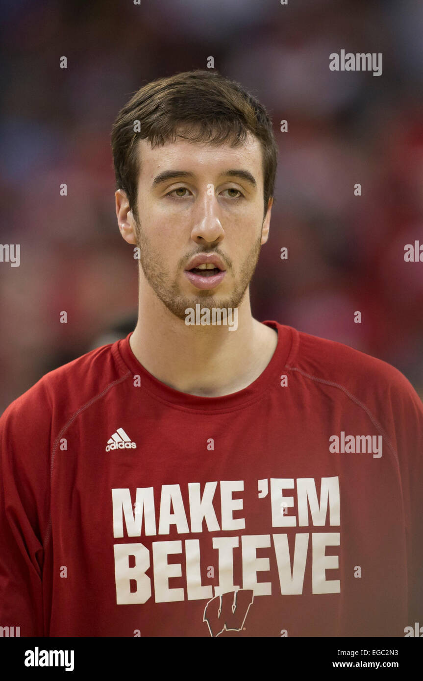 February 21, 2015: Wisconsin Badgers forward Frank Kaminsky #44 gets ...