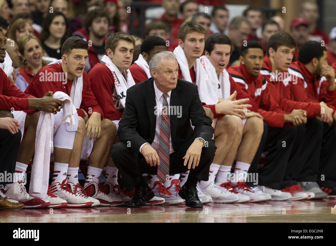 February 21, 2015: Wisconsin coach Bo Ryan looks on during the NCAA ...