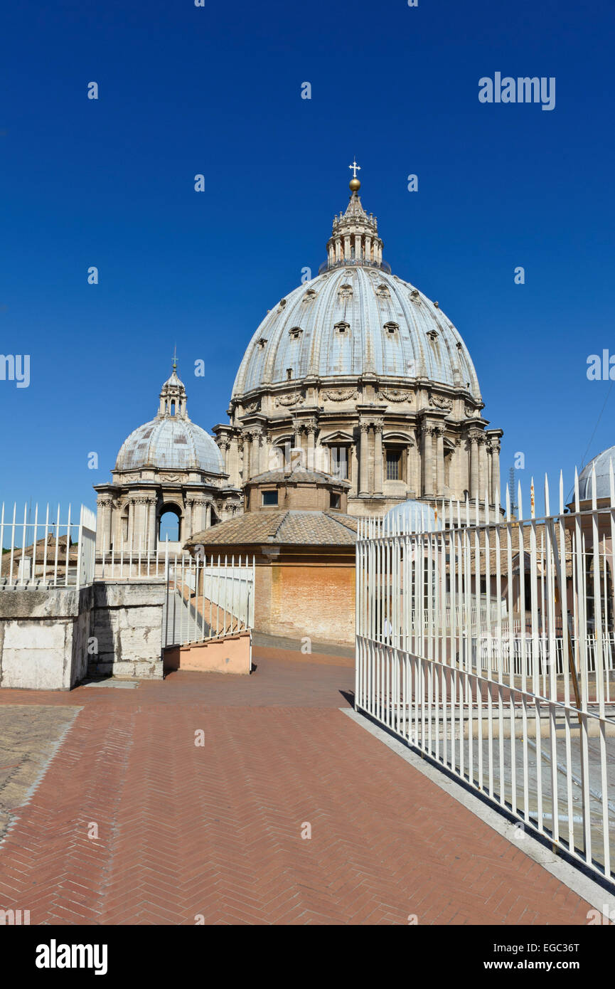 The rooftop of the St Peter's Basilica with its iconic dome, Vatican ...