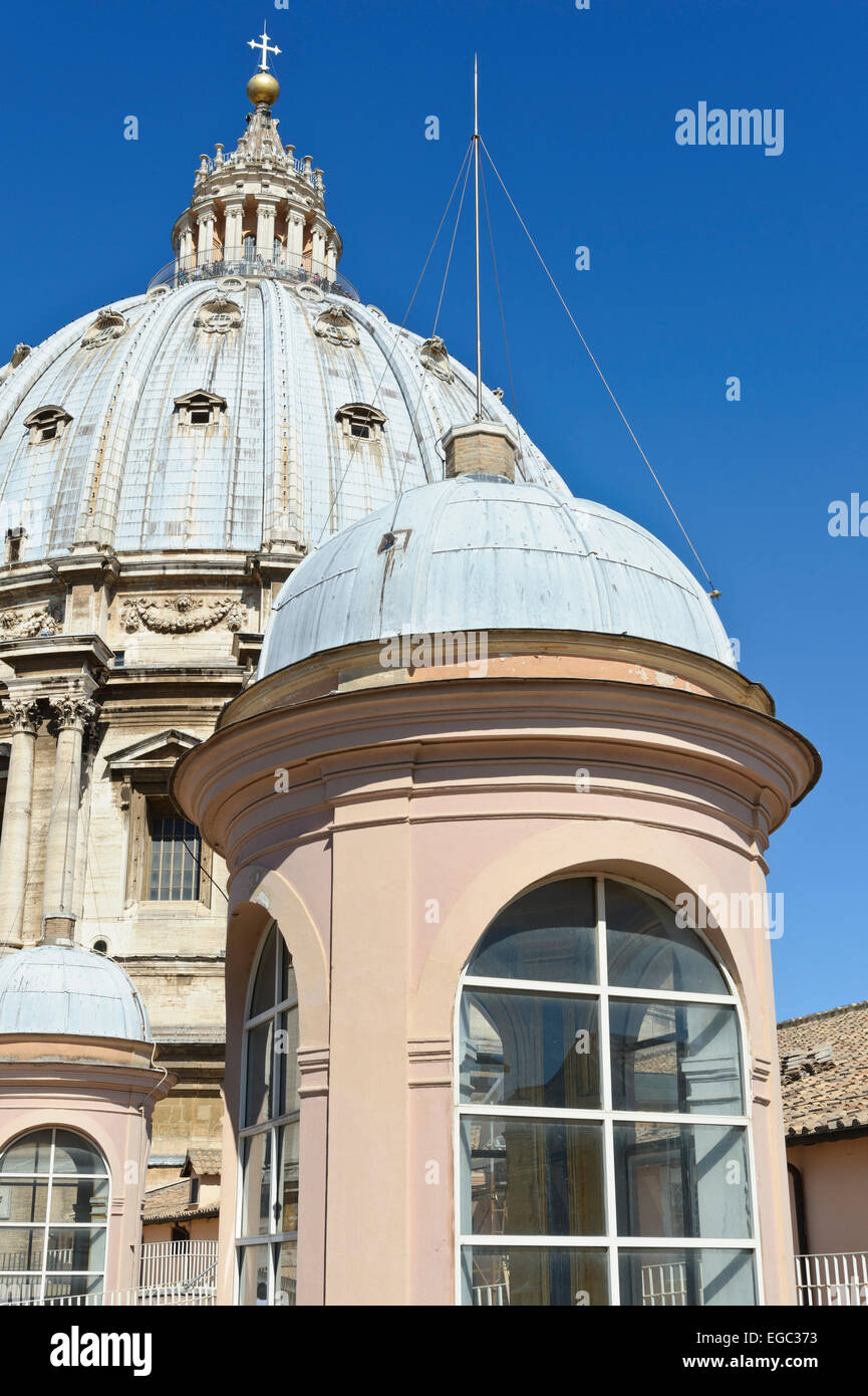 The rooftop of the St Peter's Basilica with its iconic dome, Vatican ...