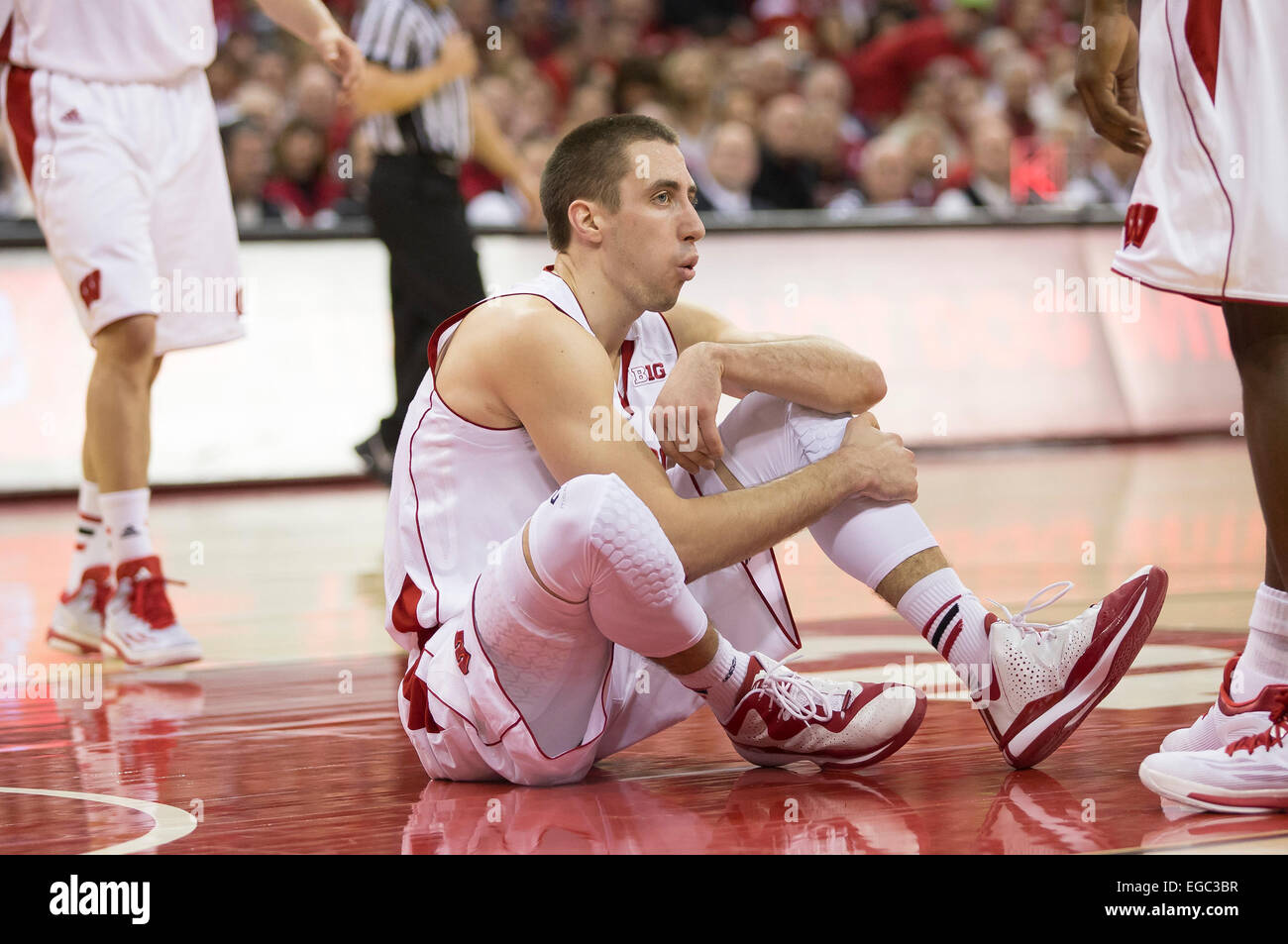 February 21, 2015: Wisconsin Badgers guard Josh Gasser #21 takes a ...