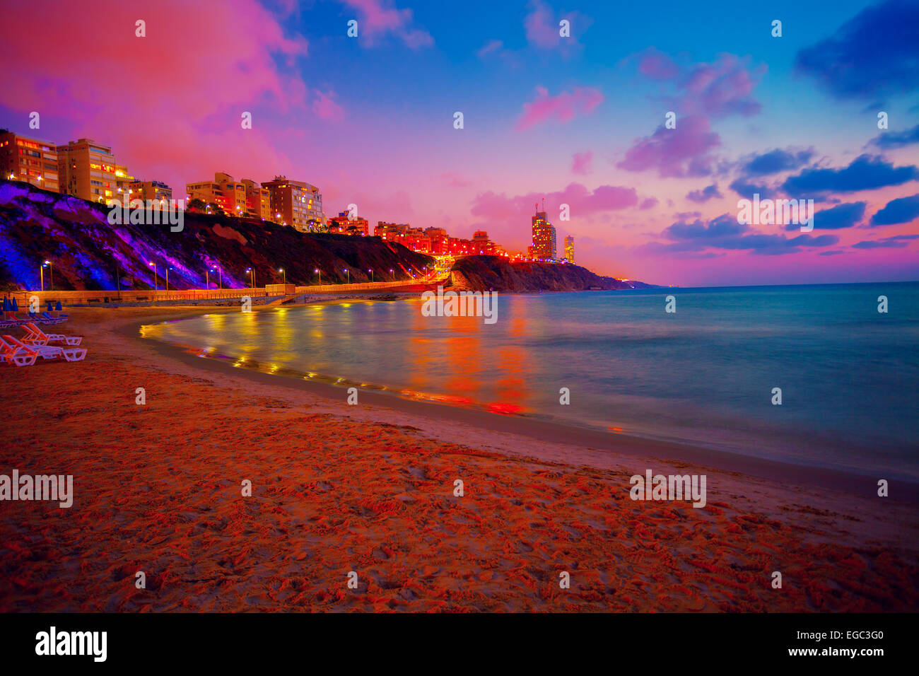 Beach in Netanya city at sunset, Israel Stock Photo - Alamy