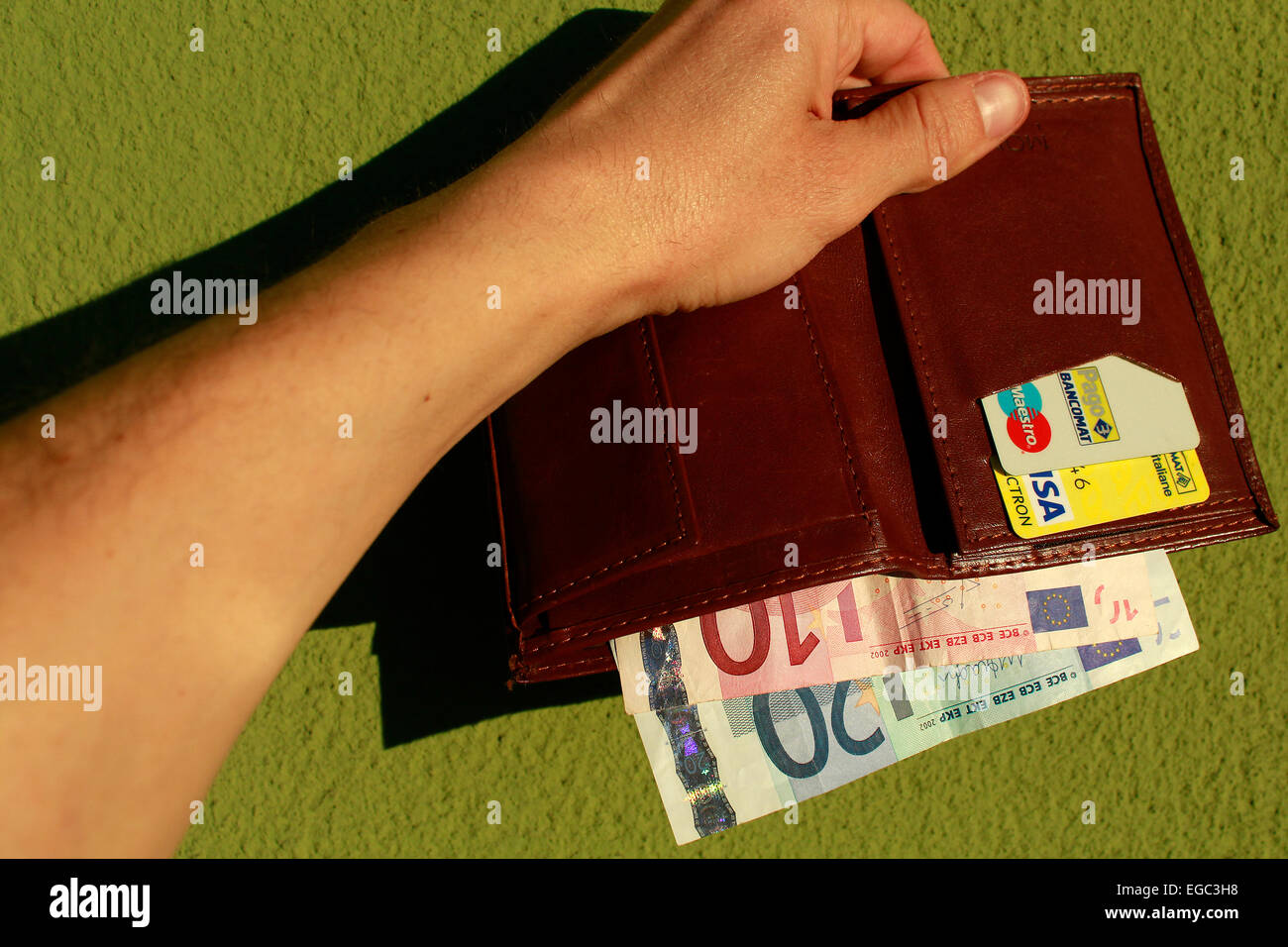 European banknotes inside a wallet Stock Photo - Alamy
