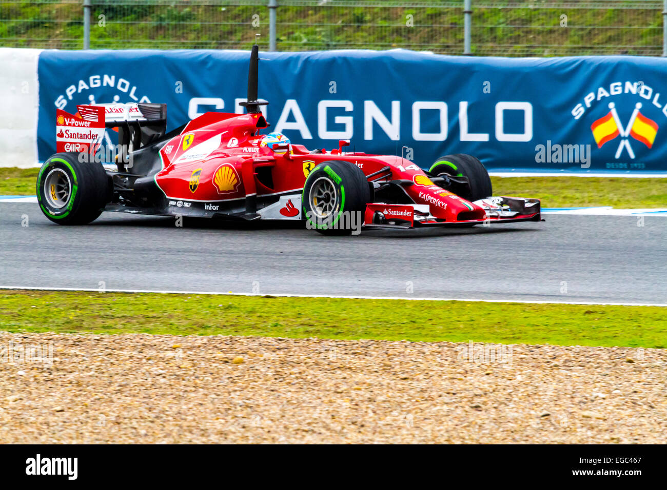 Fernando Alonso of Scuderia Ferrari F1 races on training session Stock ...