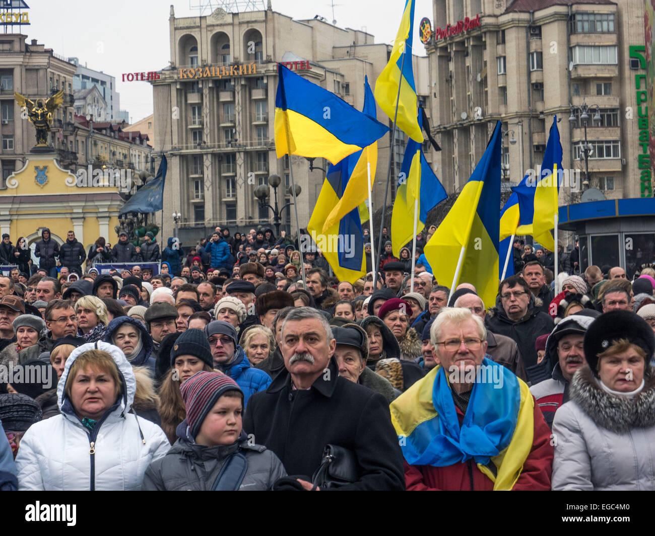 Kiev, Ukraine. 22nd Feb, 2015. Thousands of Ukrainians march in the ...