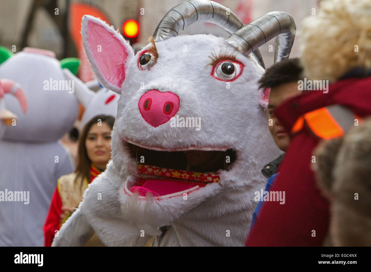 People dresssed in Goat costumes at the Chinese New Year parade in ...