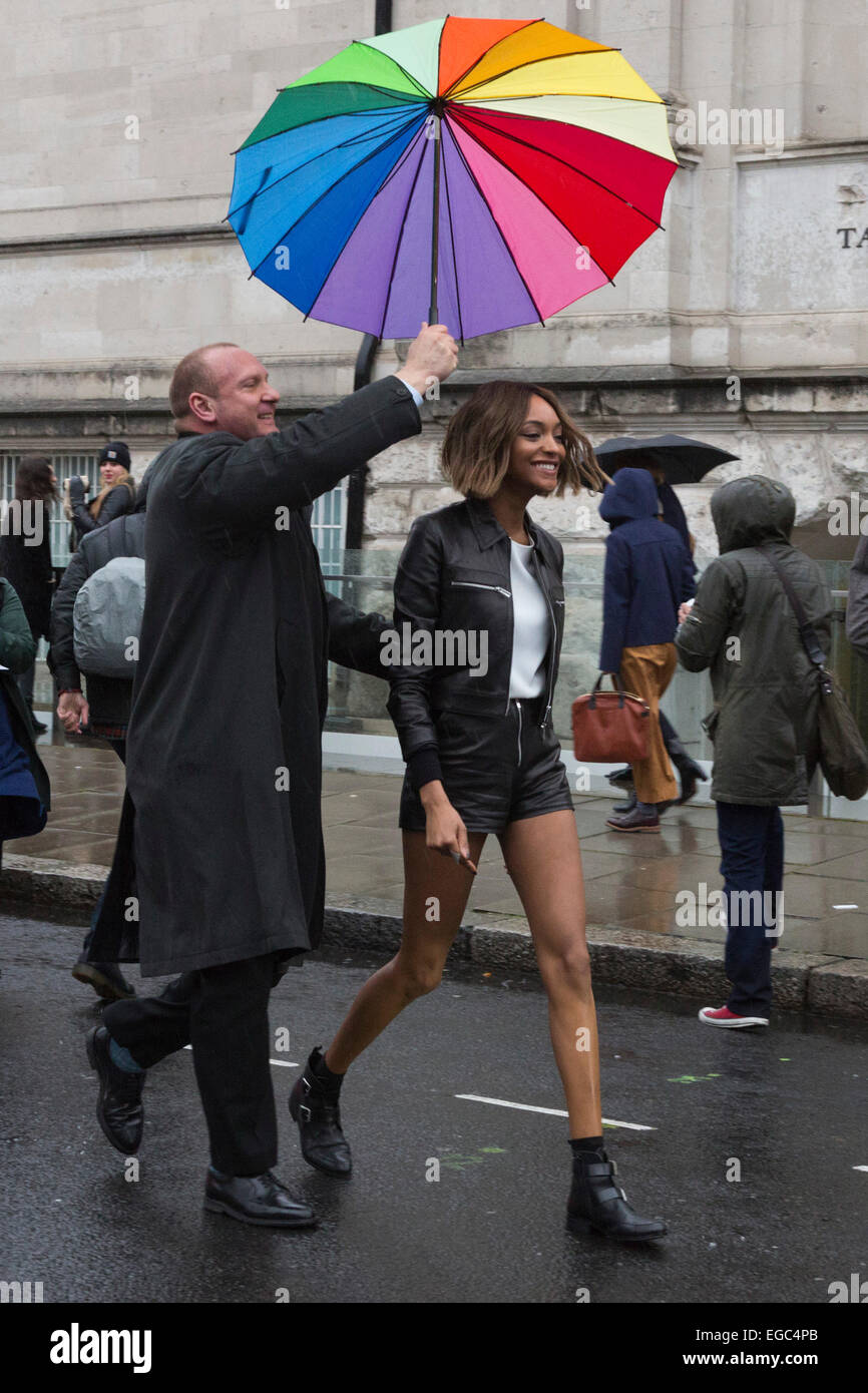 London, UK. 22nd February, 2015. British fashion model Jourdan Dunn is ...