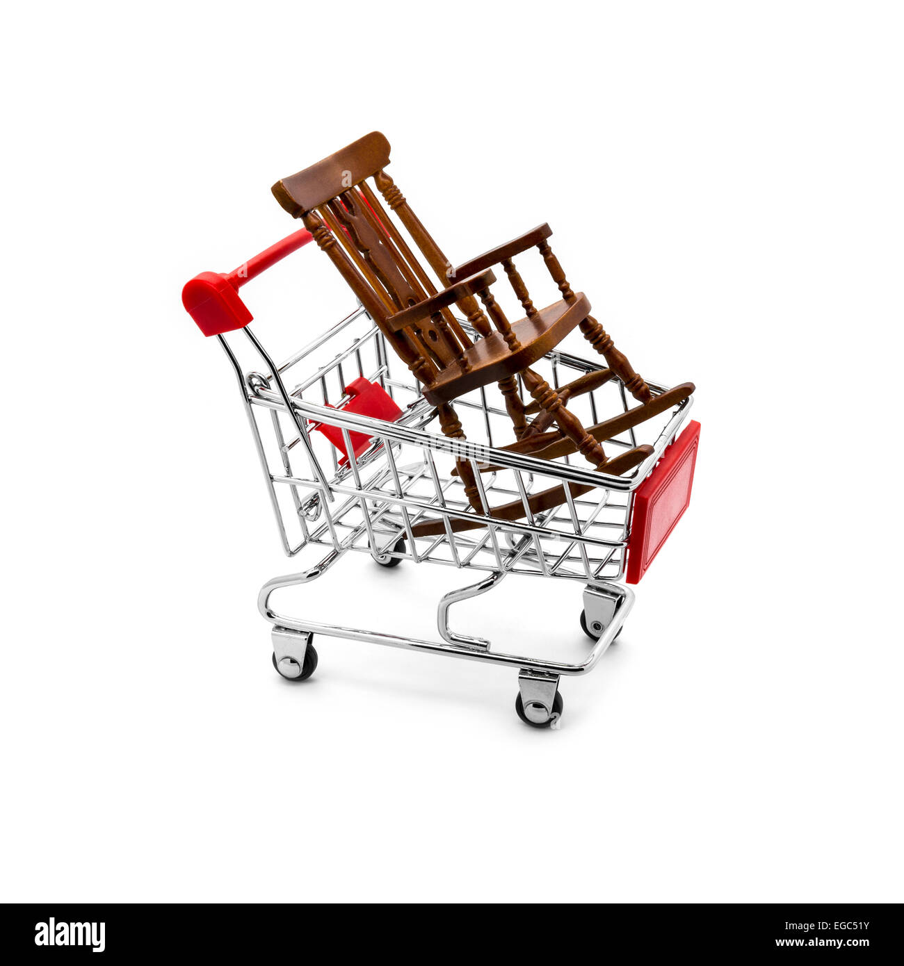 Rocking chair in a shopping cart. White background Stock Photo - Alamy