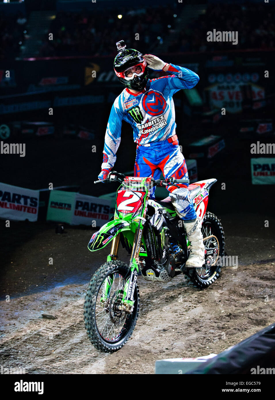 Tampa, Florida, USA. 22nd February, 2015. Jacob Hayes #2 gets the crowd ...