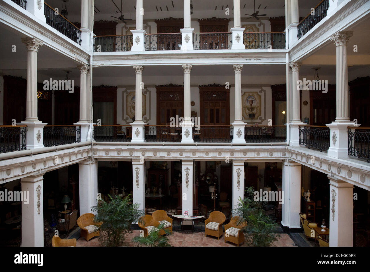 Interior courtyard, Gran Hotel, Merida, Yucatan, Mexico Stock Photo - Alamy