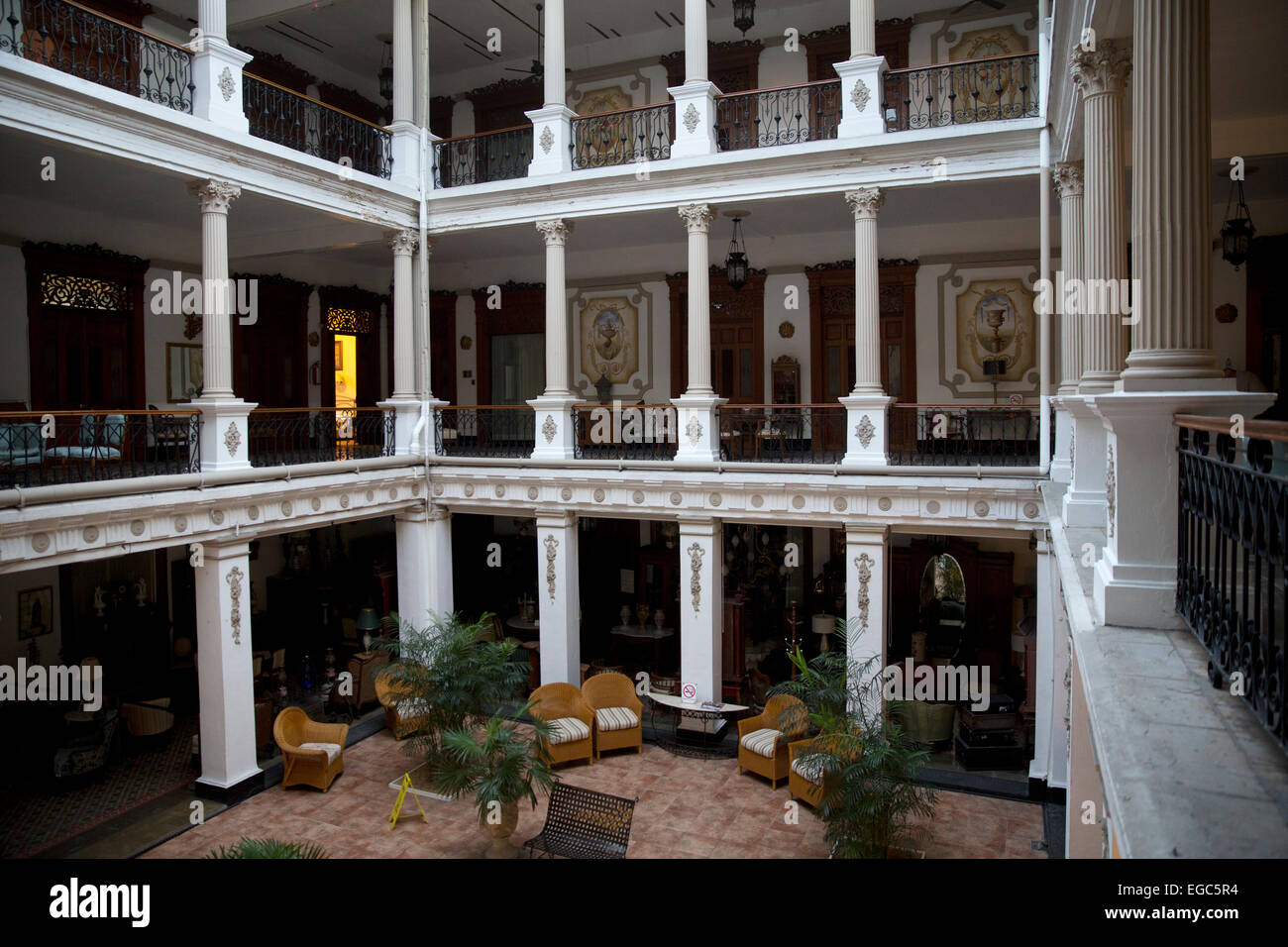 Interior courtyard, Gran Hotel, Merida, Yucatan, Mexico Stock Photo - Alamy