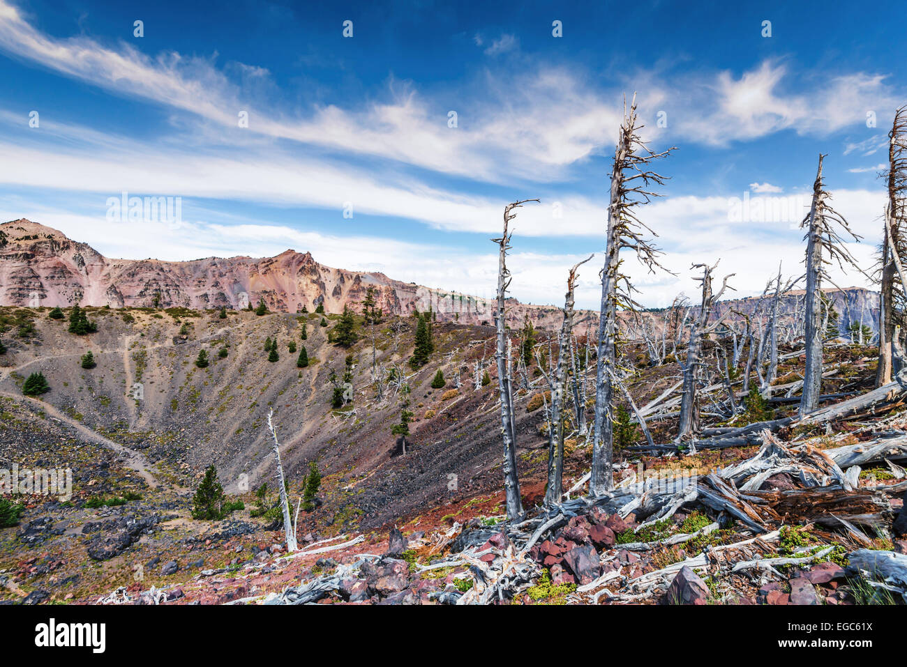 View of the Wizard Island volcanic crater. Crater Lake National Park ...