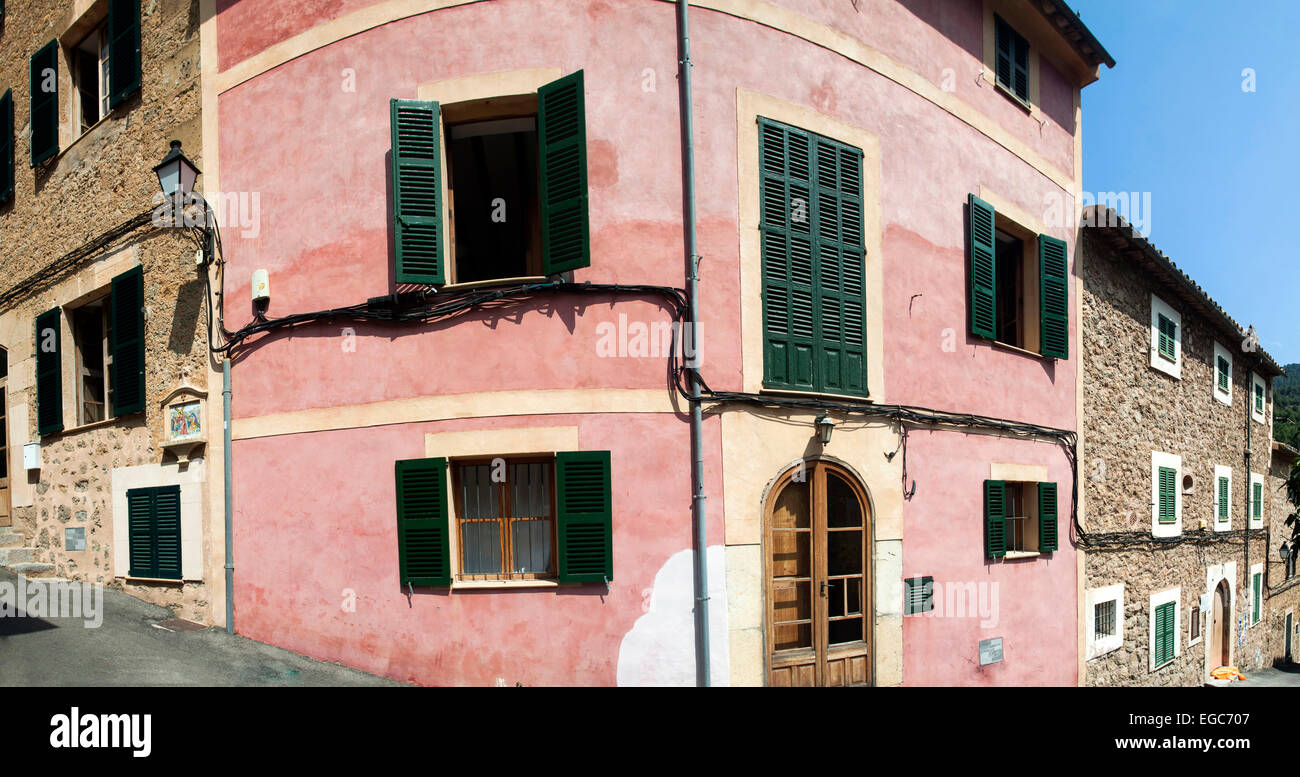 Traditional house in mediterranean village in Majorca, Spain Stock ...