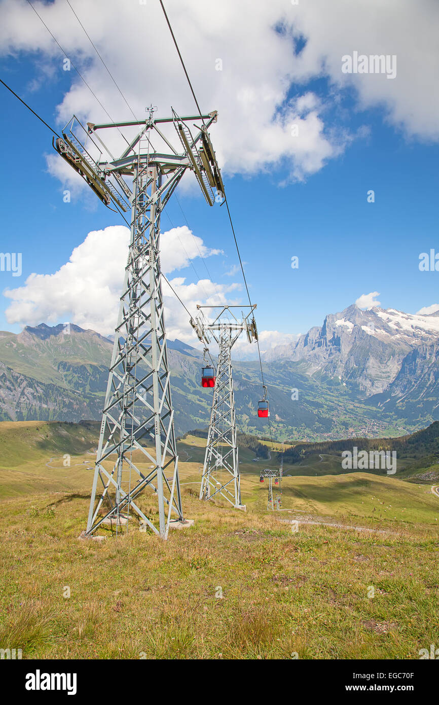 Cable car on the top of Mannlichen (Jungfrau region, Bern, Switzerland ...