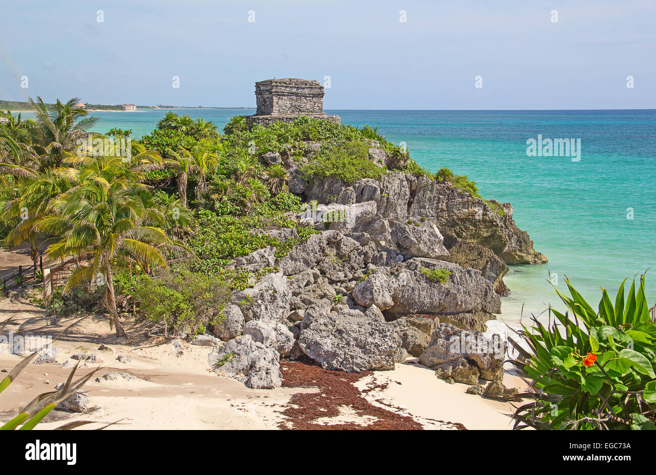 Ruins of the Mayan fortress and temple near Tulum, Mexico Stock Photo ...