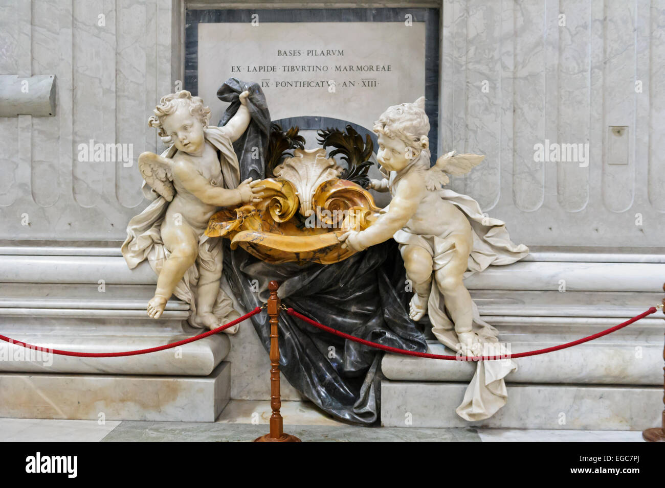 Marble cherubs sculptures with wings inside the St Peter's Basilica ...