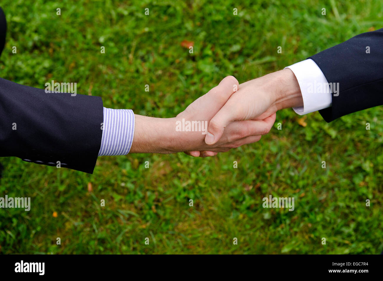 Handshake of two businessmen in suits Stock Photo - Alamy