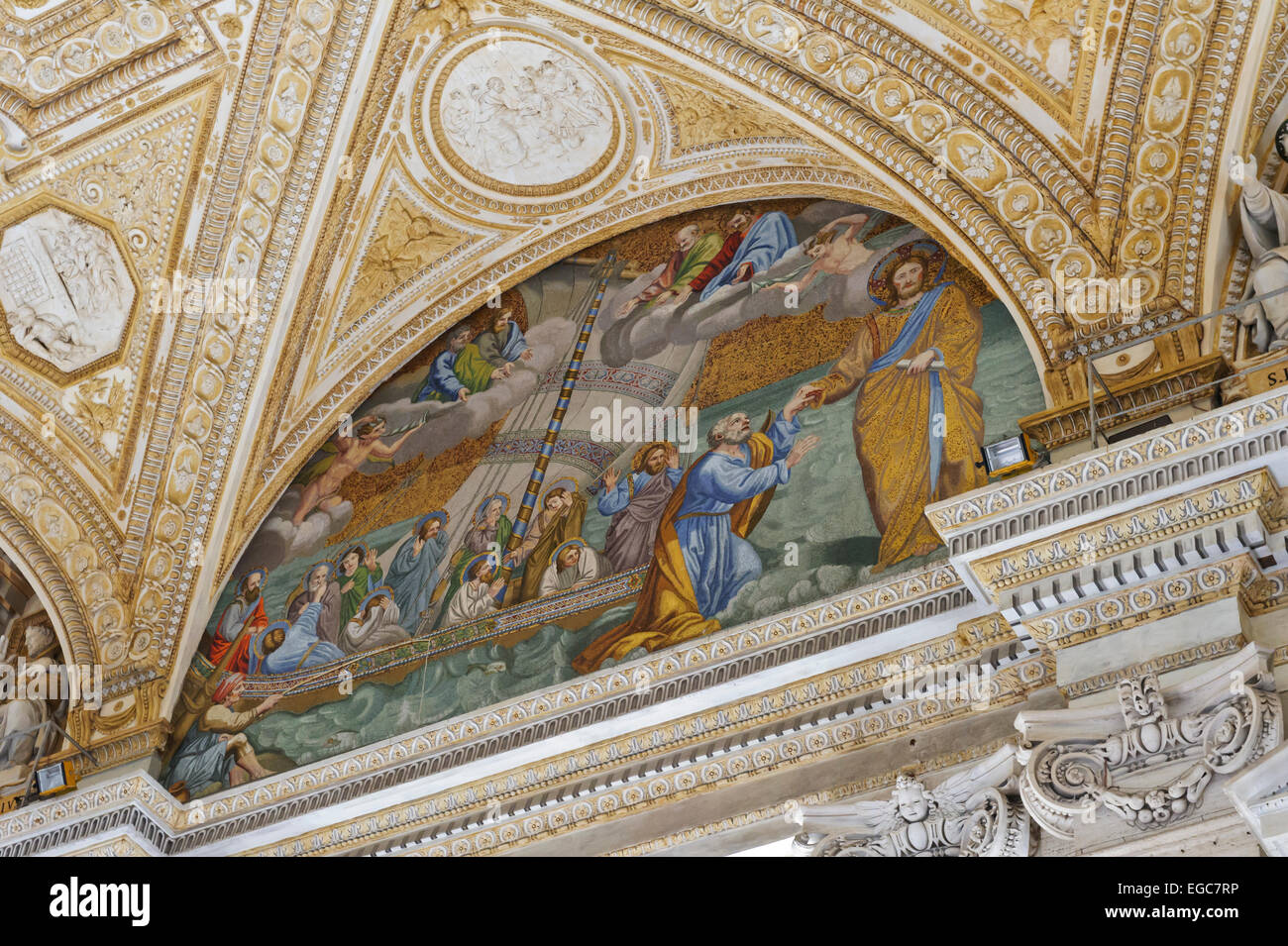 Religious painting of Jesus on the ceiling of the Vatican, Rome, Italy ...