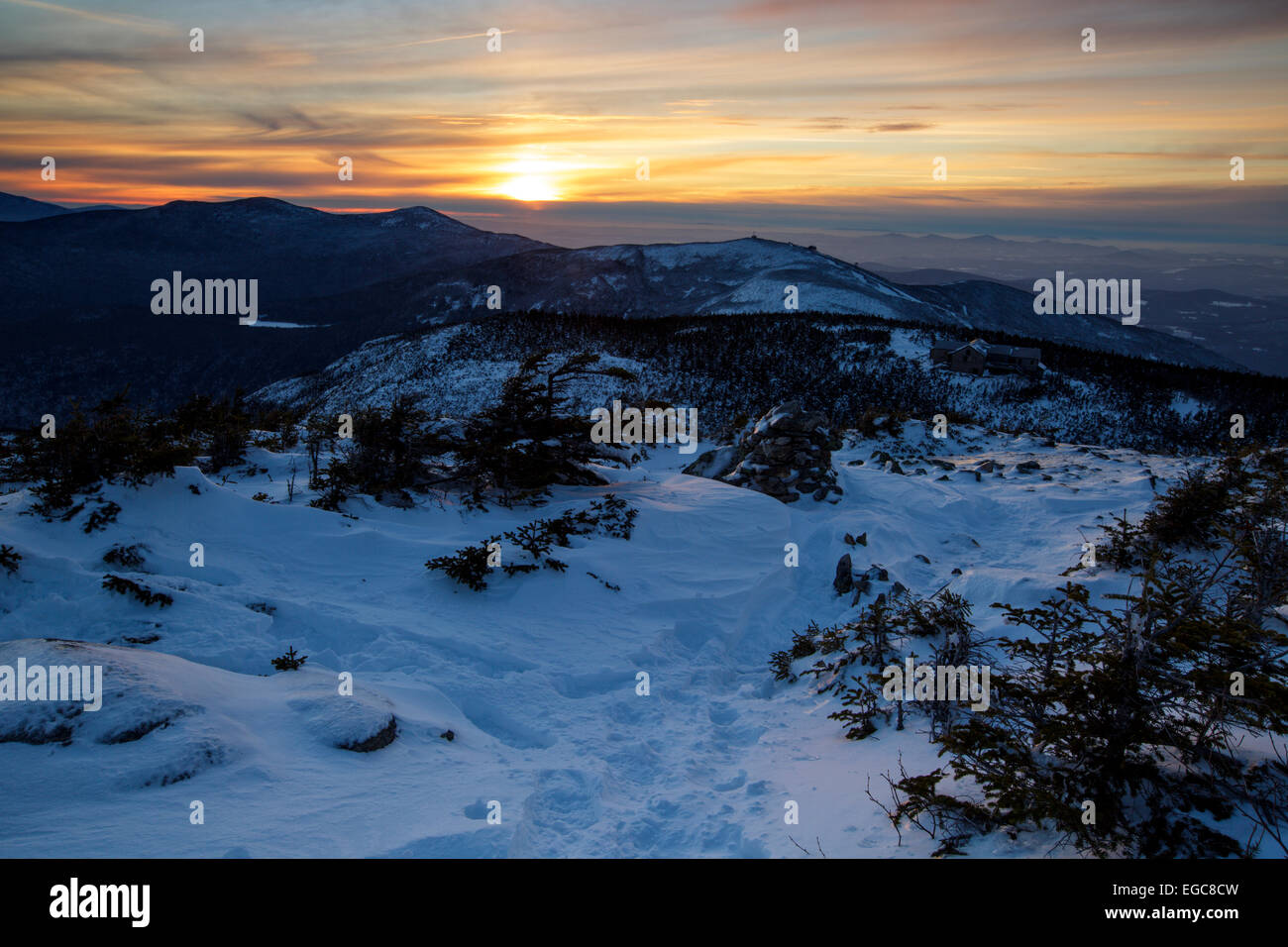 Sunset from Greenleaf Trail on Mount Lafayette in the White Mountains ...