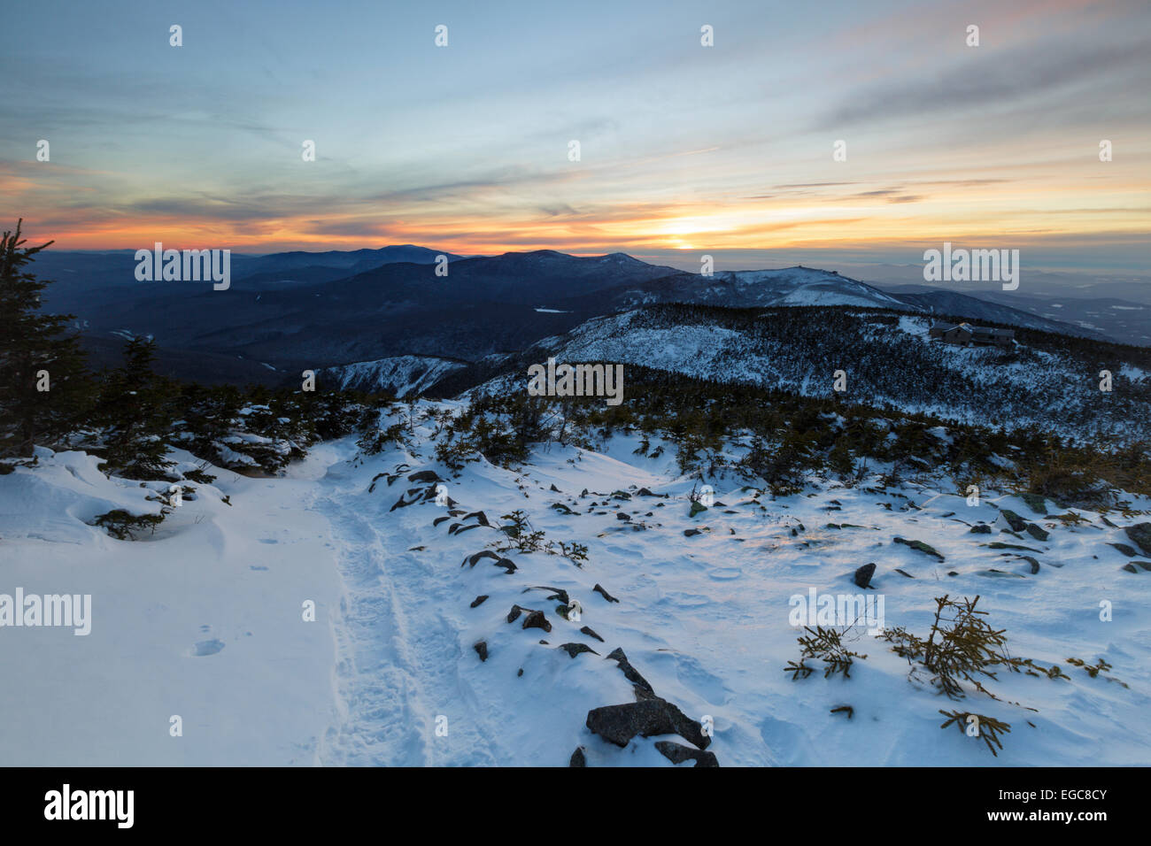 Sunset from Greenleaf Trail on Mount Lafayette in the White Mountains ...