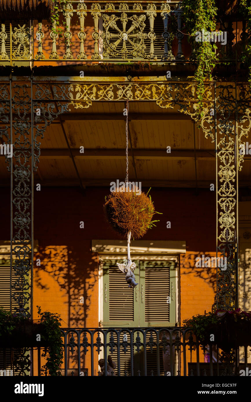 Iron lace balconies in Royal street, New Orleans Stock Photo - Alamy