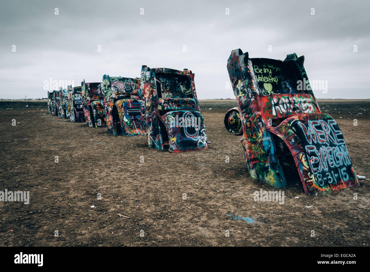 The Cadillac Ranch, along Historic Route 66 in Amarillo, Texas Stock ...