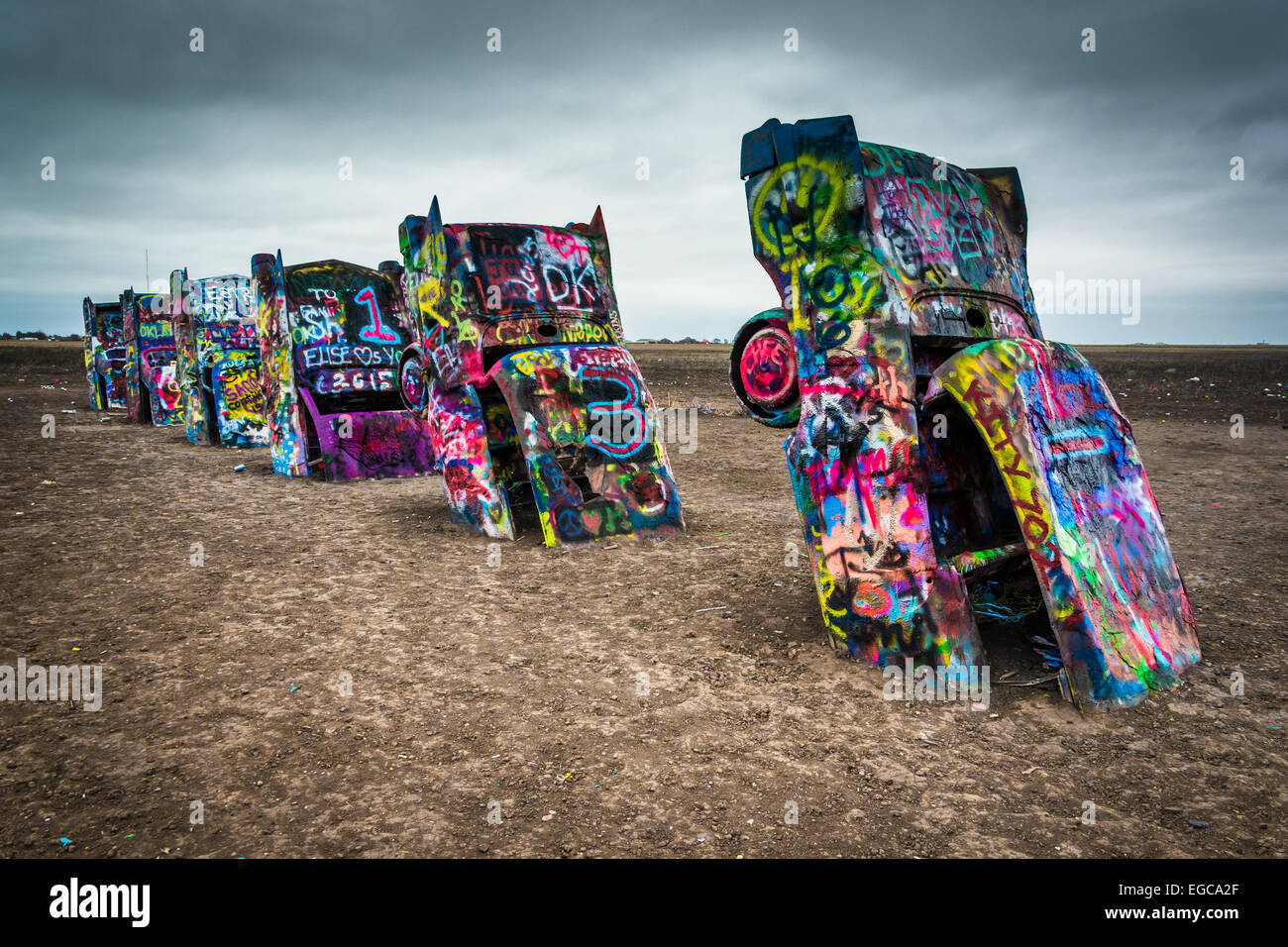 The Cadillac Ranch, along Historic Route 66 in Amarillo, Texas Stock ...