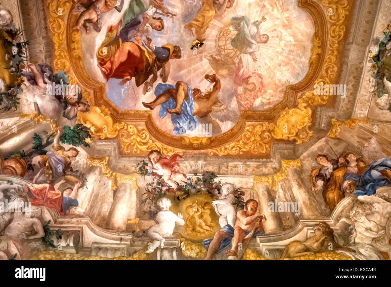 Wall painting inside the Art Gallery at the Palazzo Rosso in Genoa ...