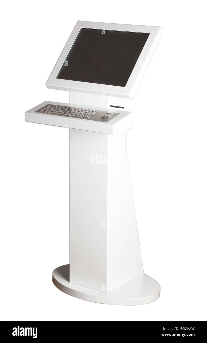 ATM machine isolated on white Stock Photo - Alamy