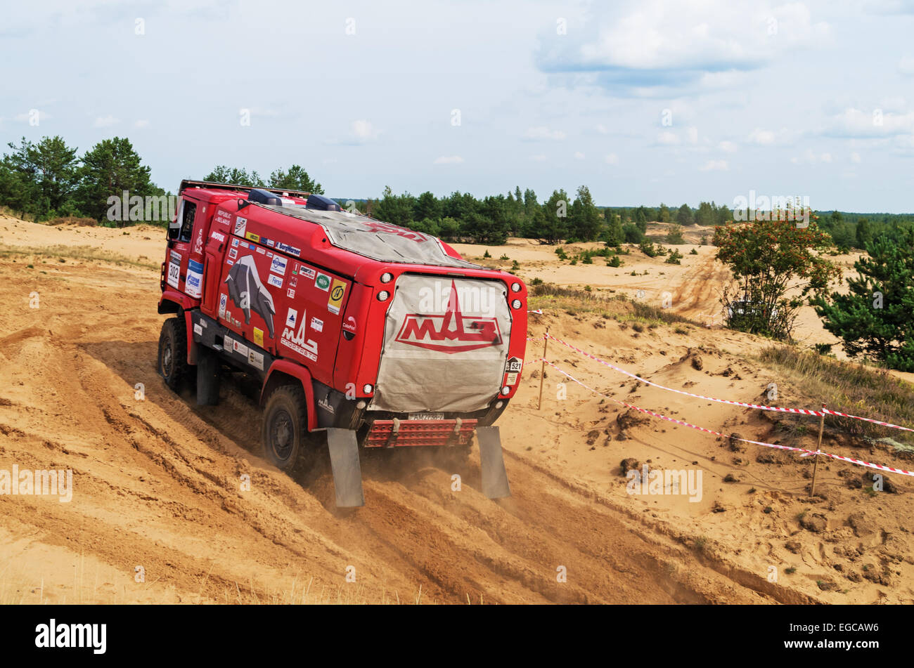 Races on a rally-raid on sandy dunes. Rally-raid Baha "Belarus" 2014 ...