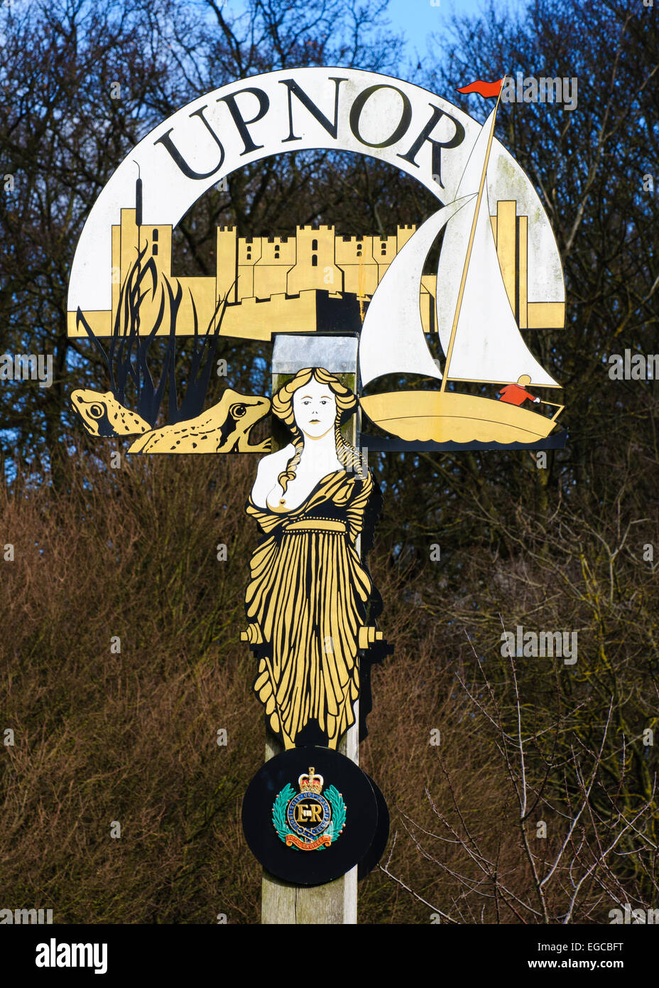 Upnor village sign, Kent, England, UK Stock Photo - Alamy